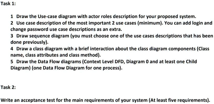 SOLVED: Task 1: Draw the Use-case diagram with actor roles description for your proposed system ...