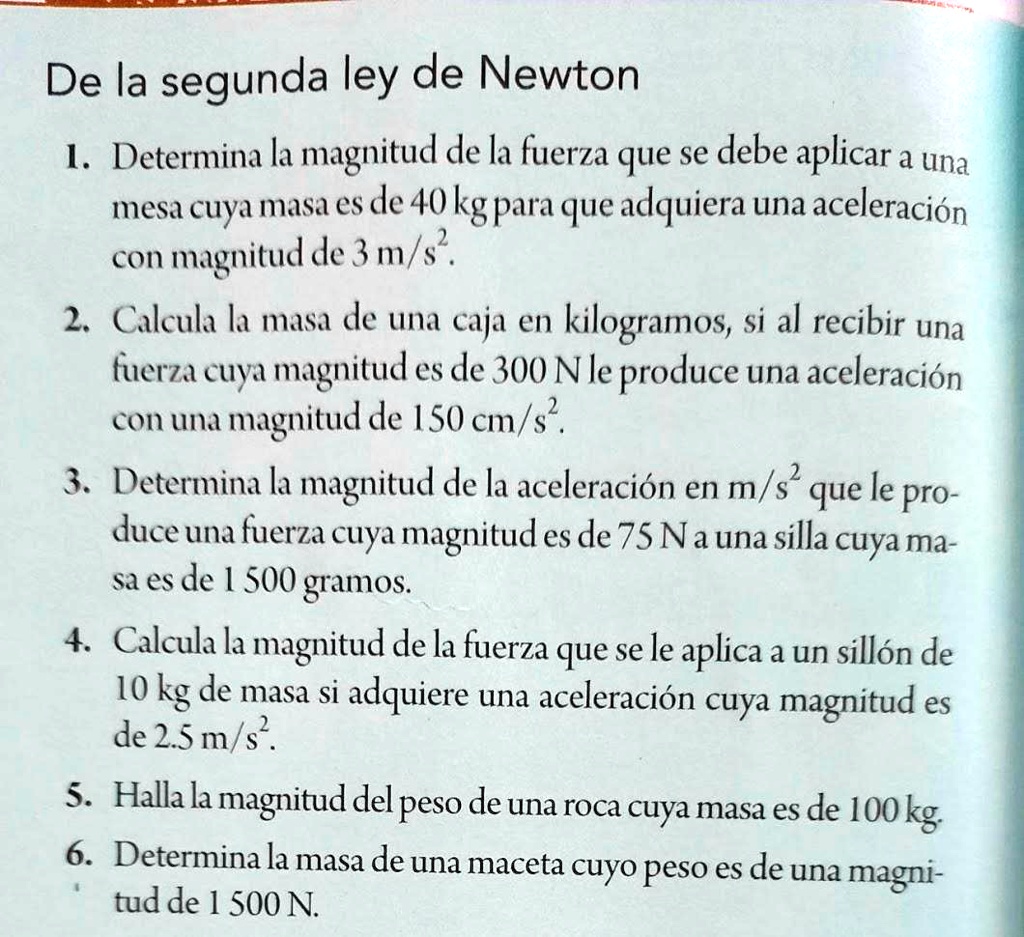 SOLVED: necesito ayuda con esto De la segunda ley de Newton 1 Determina ... SOLVED: necesito ayuda con esto De la segunda ley de Newton 1 Determina ...