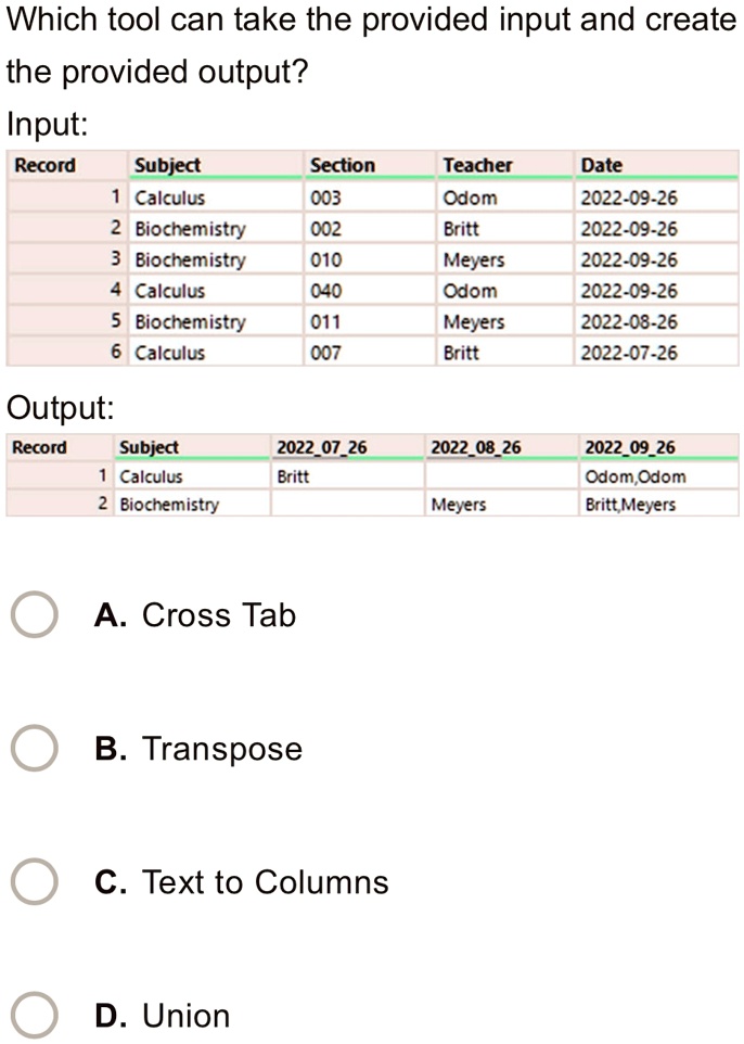 Solved Which Tool Can Take The Provided Input And Create The Provided Output Input Record 9736