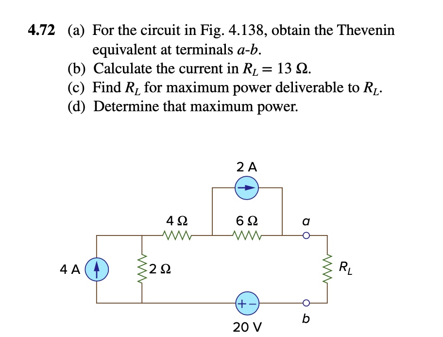 SOLVED: 4.72 (a) For the circuit in Fig. 4.138, obtain the Thevenin ...