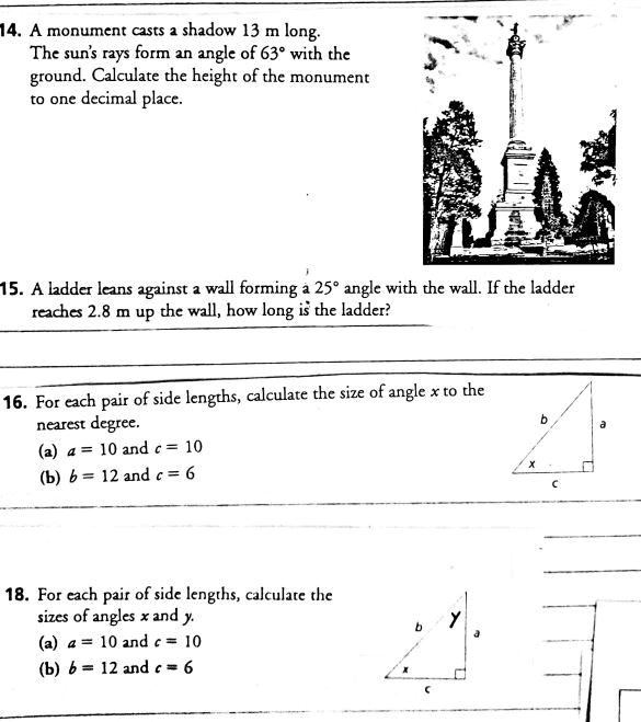 SOLVED: A monument casts shadow 13 m long: Thc sunrays form an angle of ...