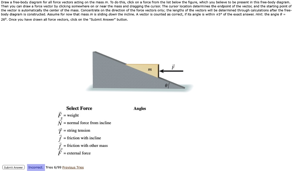 Draw a free-body diagram for all force vectors acting on the mass m. To ...