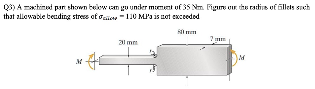 SOLVED: Q3) A machined part shown below can go under moment of 35 Nm ...