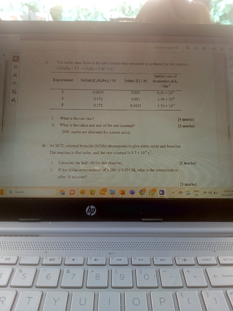 SOLVED: The initial rates listed in the table below were measured in ...