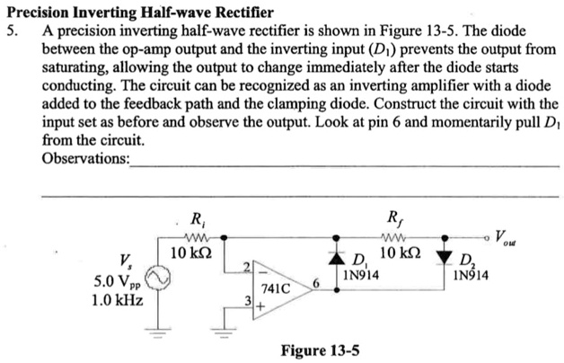 SOLVED: Precision Inverting Half-wave Rectifier 5. A precision ...