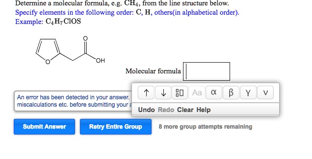 determine molecular formula cf4 from the line structure below specify ...