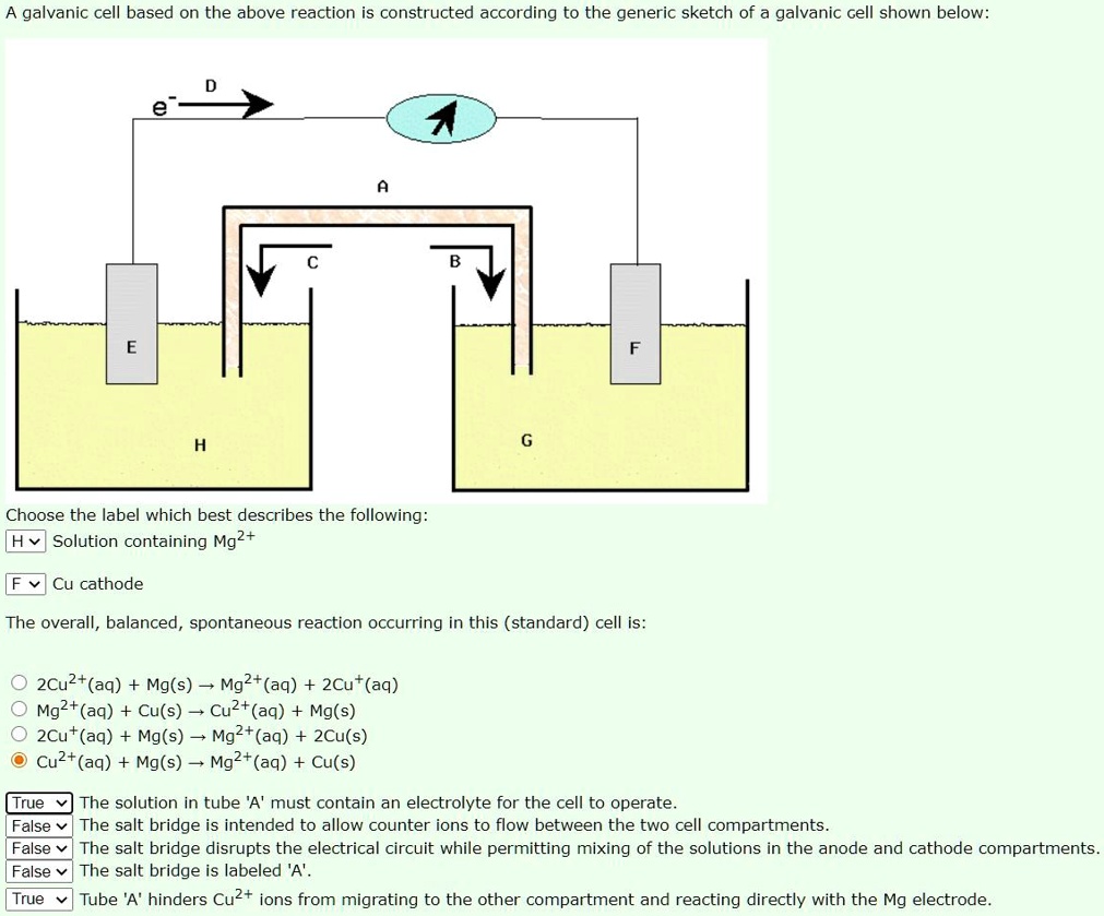 a galvanic cell based on the above reaction is constructed according to ...