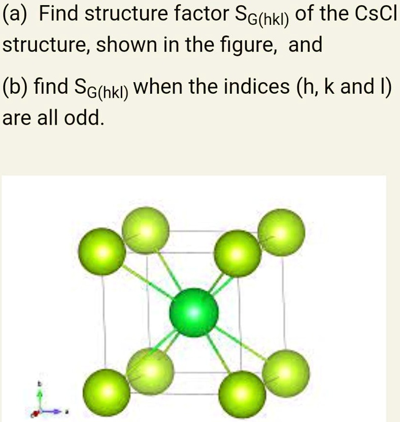 (a) Find structure factor SG(hkl) of the CsCl structure, shown in the ...