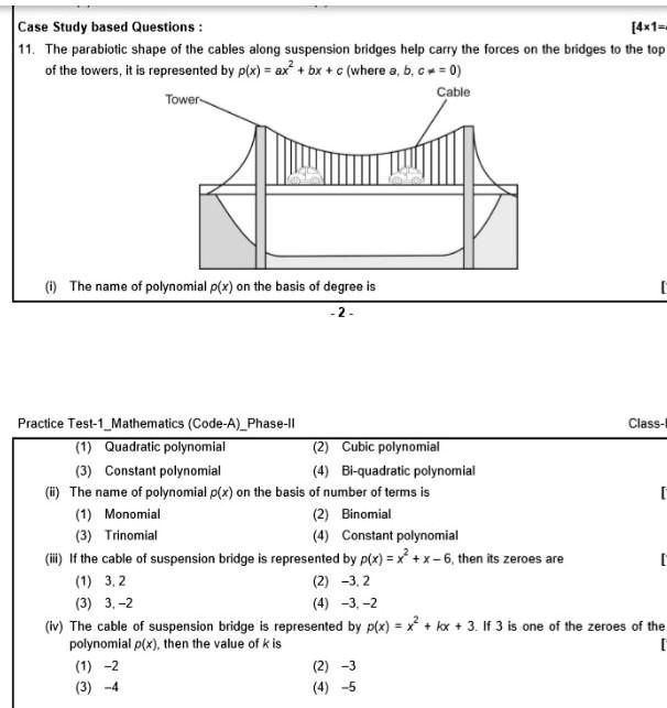 Case Study based Questions: [4x1= 11. The parabiotic shape of the ...