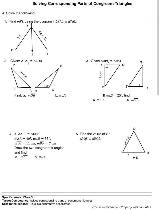 Corresponding Parts Of Congruent Triangles Are Congruent