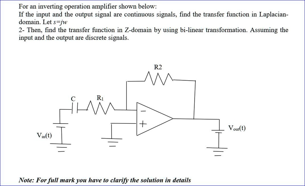 For An Inverting Operation Amplifier Shown Below If The Input And The Output Signal Are