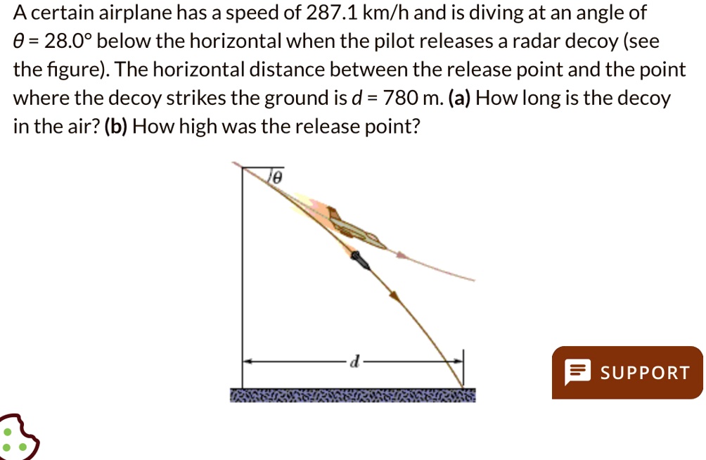 SOLVED: A certain airplane has a speed of 287.1k(m)/(h) and is diving ...