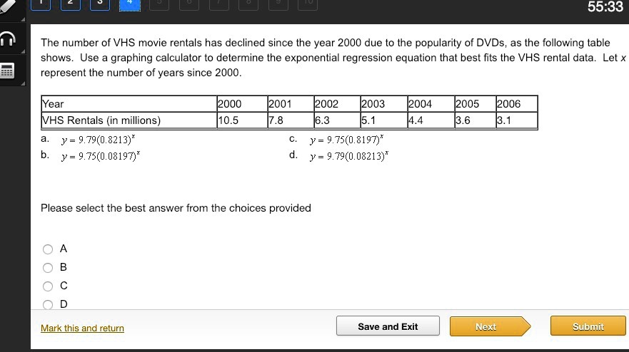 The number of VHS movie rentals has declined since the year 2000 due to ...