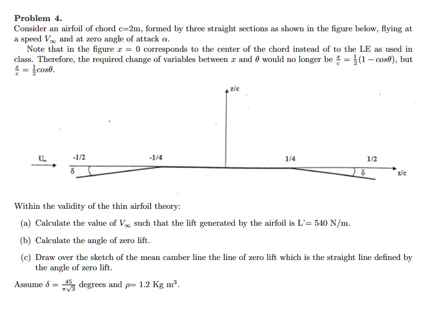 SOLVED: Problem 4. Consider an airfoil of chord c=2m, formed by three ...