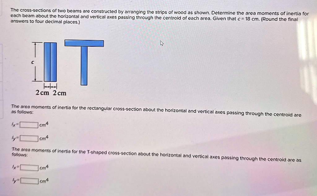 the cross sections of two beams are constructed by arranging the strips ...
