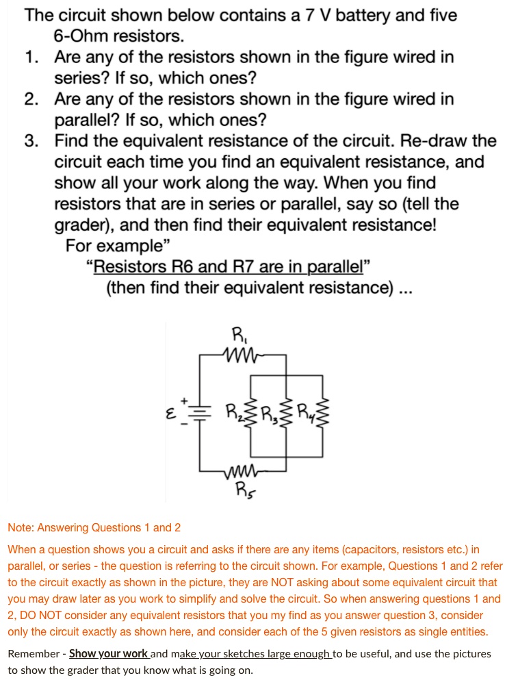 SOLVED: 'Physics Question: Resistors in Series and parallel The circuit shown below contains a 7 ...