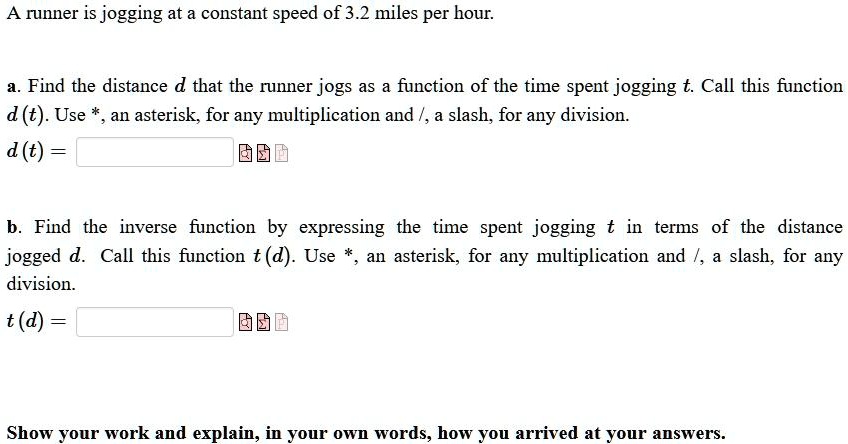 A runner is jogging at a constant speed of 3.2 miles … - SolvedLib