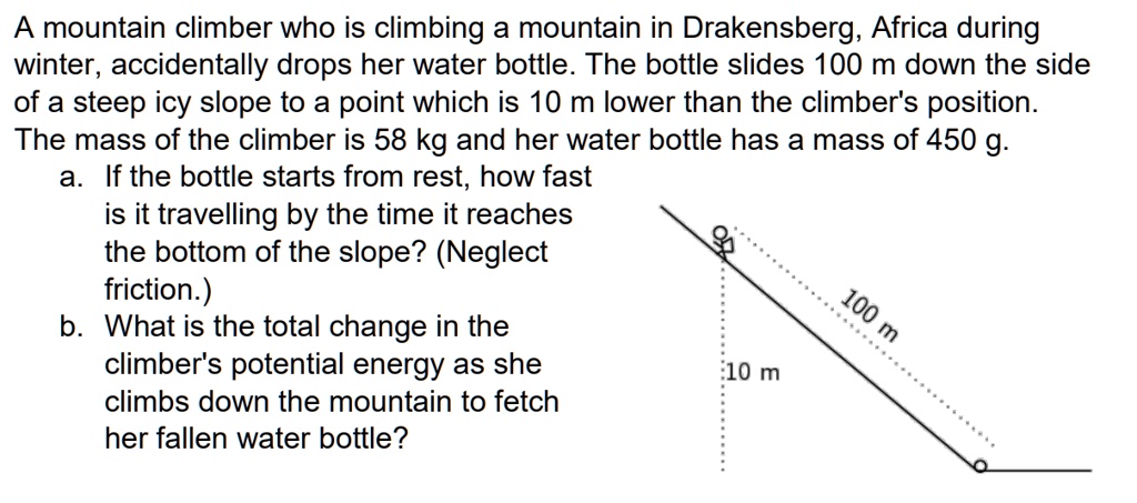 A mountain climber who is climbing a mountain in Drakensberg, Africa during winter, accidentally ...