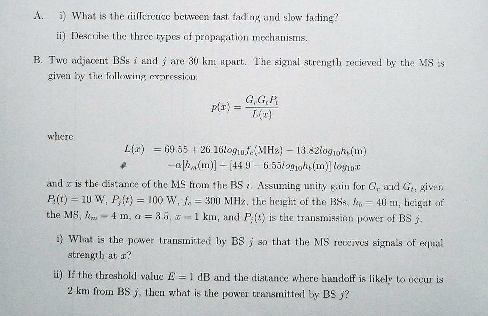 VIDEO solution: A. What is the difference between fast fading and slow ...
