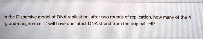 SOLVED: In the Dispersive model of DNA replication, after two rounds of ...