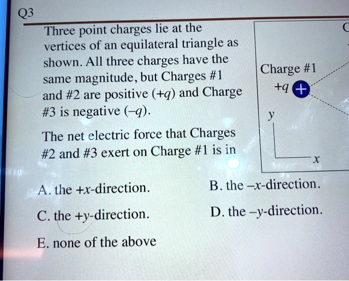 q3 three point charges lie at the vertices of an equilateral triangle as shown all three charges ...