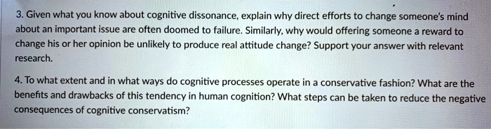 SOLVED: Text: Social Psychology 3. Given what you know about cognitive ...