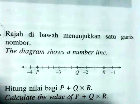 SOLVED: The diagram shows a number line. Calculate the value of P + Q x R.
