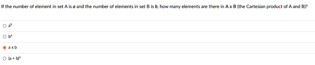 SOLVED: If the number of element in set A is a and the number of ...