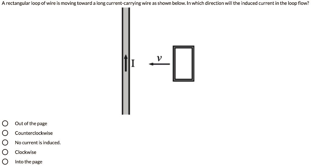 SOLVED:Arectangular loop of wire is moving toward _ long current-carrying wire as shown below ...