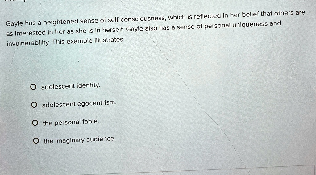 Gayle has a heightened sense of self-consciousness, which is reflected ...