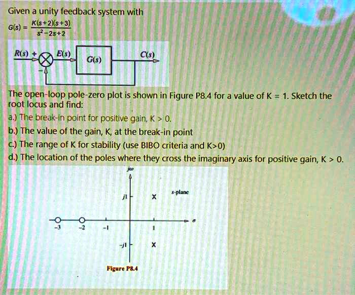 Solved Given A Unity Feedback System With Kls 2xs 3 Gs 252 Rs Gs The Open Loop Pole 1829
