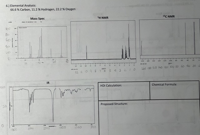 SOLVED: 6.) Elemental Analysis: 66.6 % Carbon, 11.2 % Hydrogen, 22.2 % ...