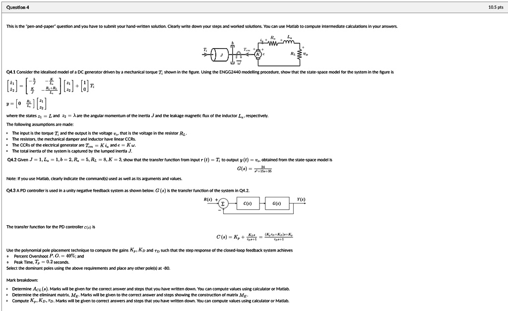 SOLVED: Q4.1 Consider the idealized model of a DC generator driven by a mechanical torque shown ...