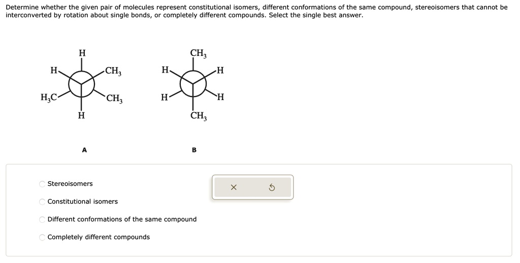 Determine whether the given pair of molecules represent constitutional ...