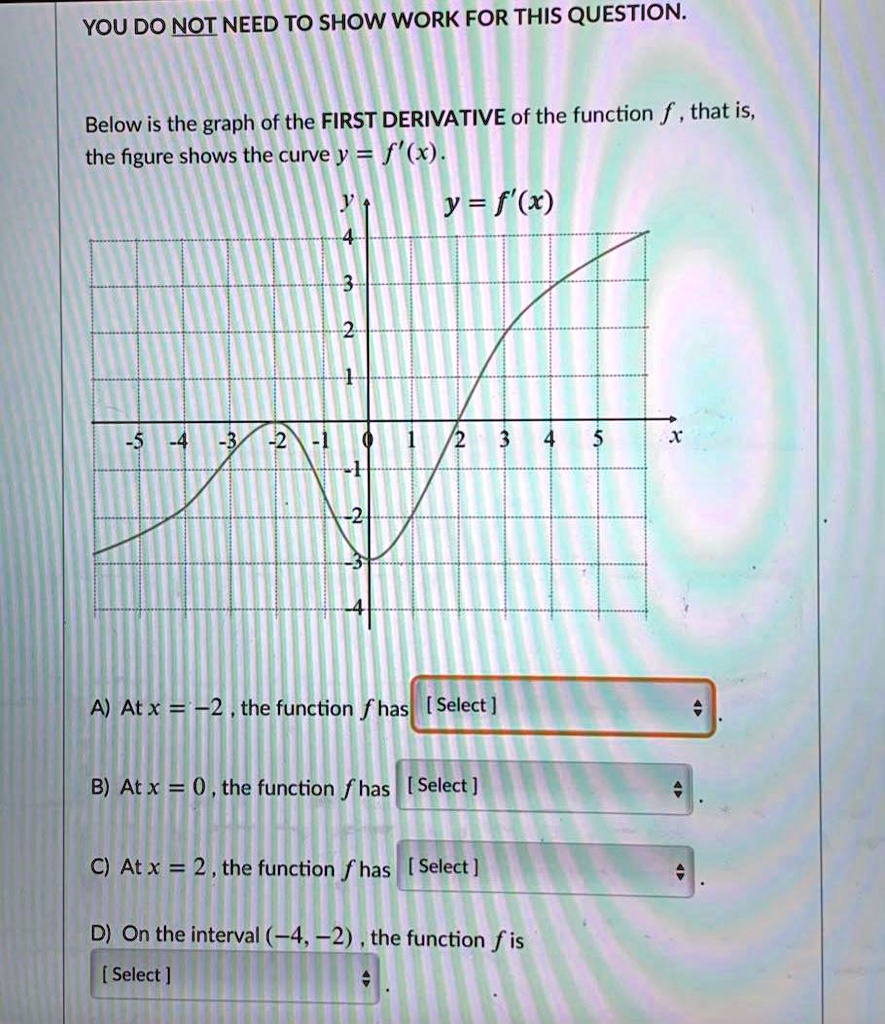 SOLVED: YOU DO NQT NEED TO SHOW WORK FOR THIS QUESTION: Below is the graph of the FIRST ...