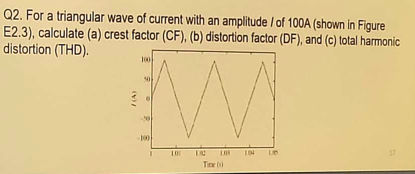 q2 for a triangular wave of current with an amplitude of 100a shown in figure e23 calculate a ...