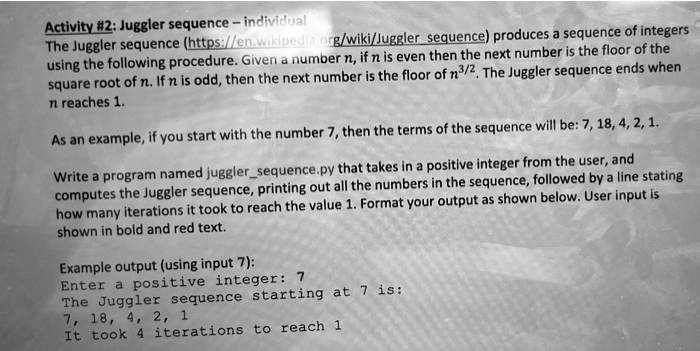 Please Python Coding Activity2juggler Sequence Individual The Juggler Sequence Enwikipedla 