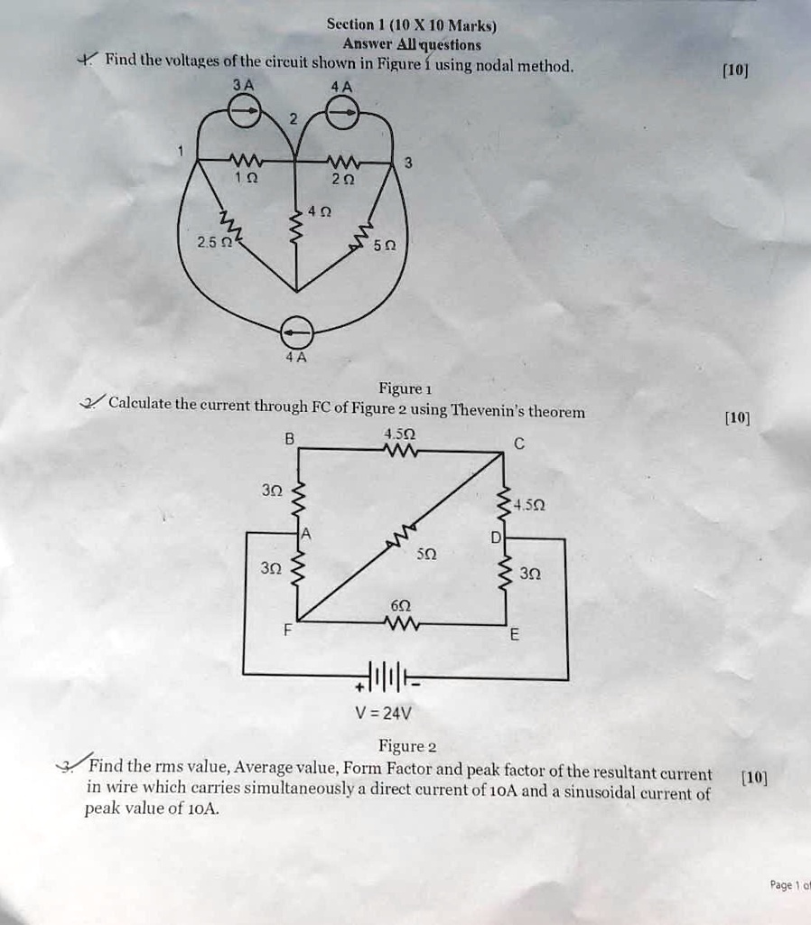 SOLVED: Section 1 (10 x 10 Marks) - Answer All Questions Find the voltages of the circuit shown ...