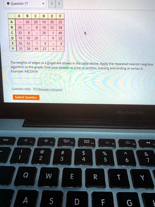 question 17 the weights of edges in a eroph shown in the table above ...