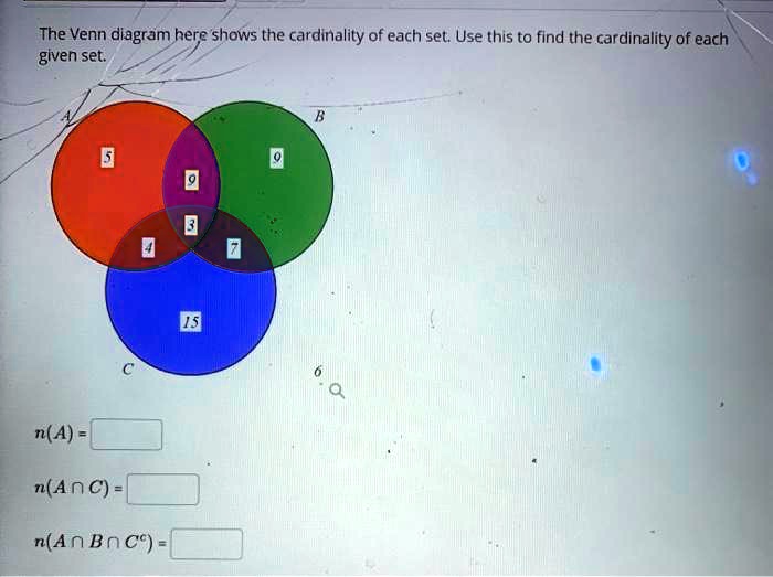 the venn diagram herc shows the cardinality of each set use this to ...
