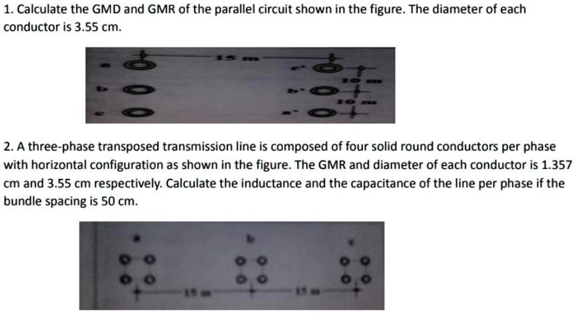 1. Calculate the GMD and GMR of the parallel circuit shown in the figure. The diameter of each ...