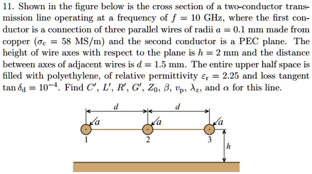 11. Shown in the figure below is the cross section of a two-conductor ...