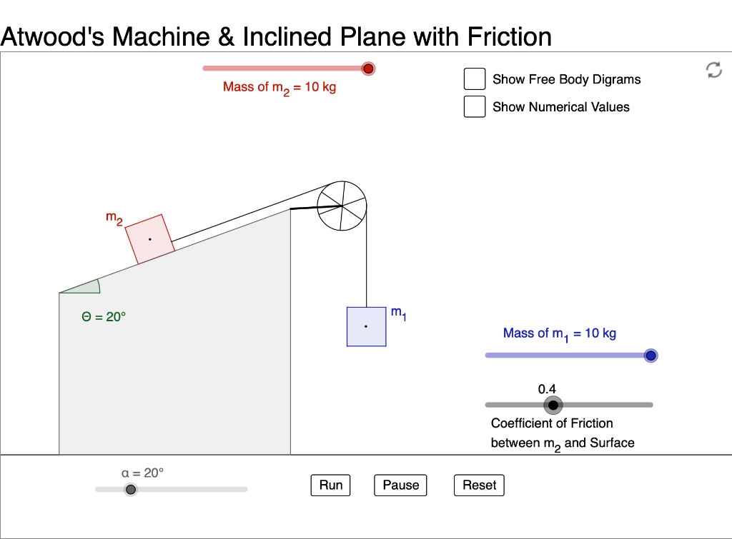 atwoods machine inclined plane with friction show free body digrams ...