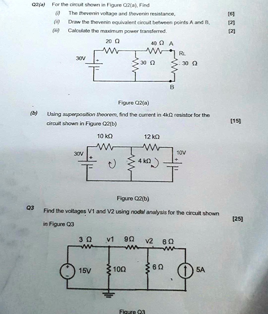 SOLVED: Texts: Q2(a) For the circuit shown in Figure Q2a, find: (i) The Thevenin voltage and ...