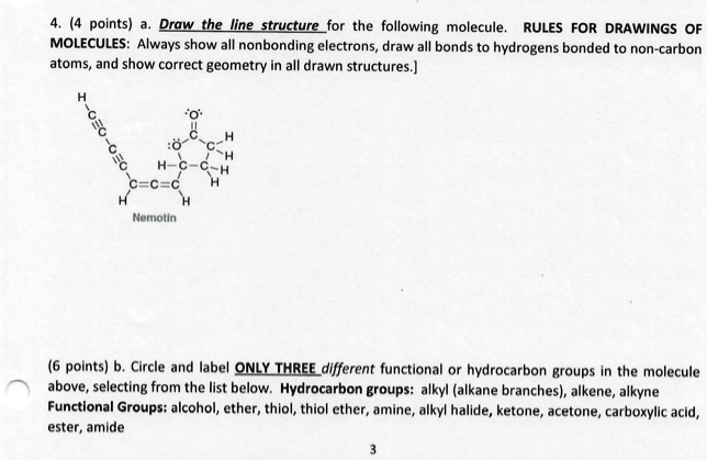SOLVED: Draw the line structure for the following molecule. RULES FOR ...