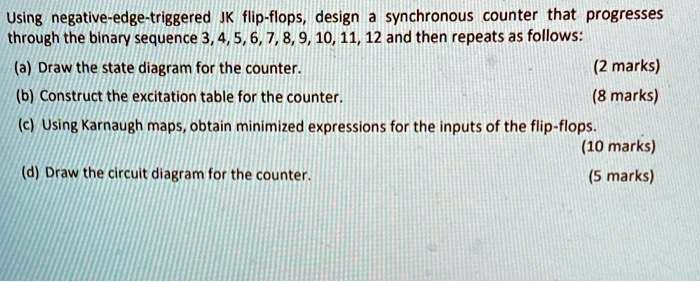 Using negative-edge-triggered JK flip-flops, design a synchronous counter that progresses ...