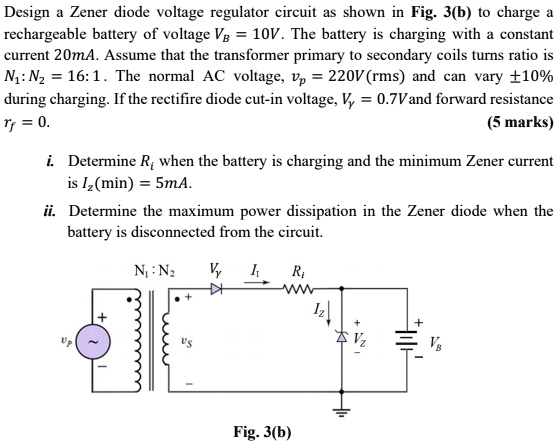 SOLVED: Design a Zener diode voltage regulator circuit as shown in Fig ...