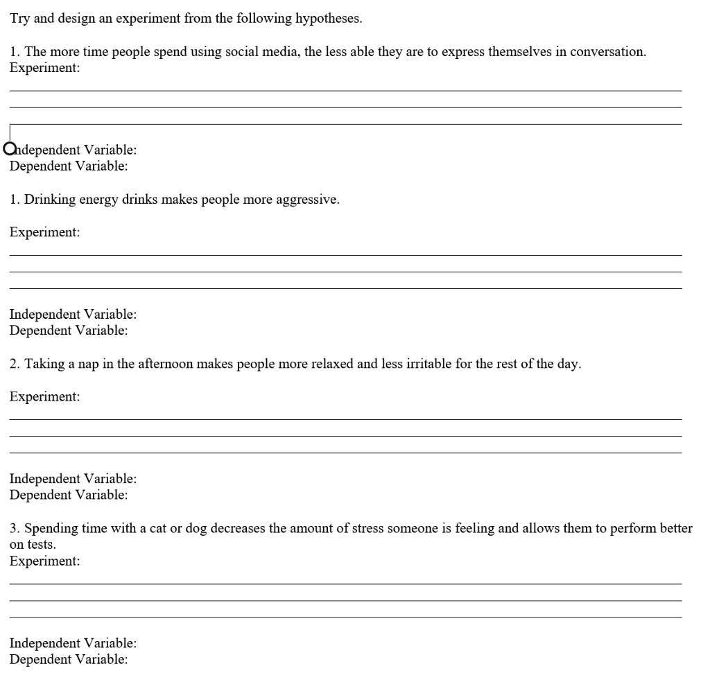 Try And Design An Experiment From The Following Hypotheses 1 The More Time People Spend Using