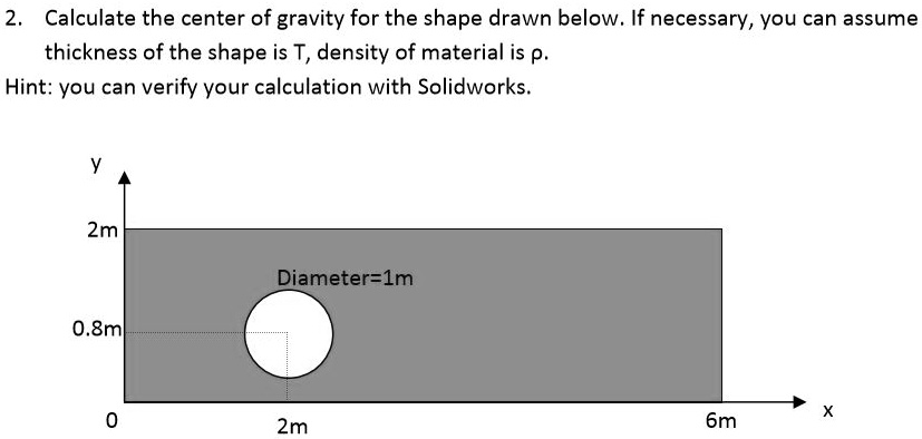 SOLVED: 2. Calculate the center of gravity for the shape drawn below. If necessary, you can ...