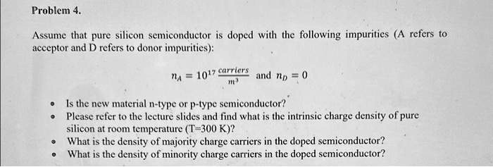 Problem 4. Assume that pure silicon semiconductor is doped with the ...